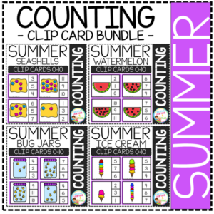 counting picture clip cards 0-10: summer