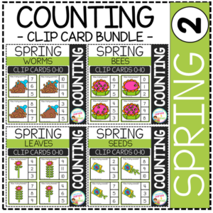 counting picture clip cards 0-10: spring 2