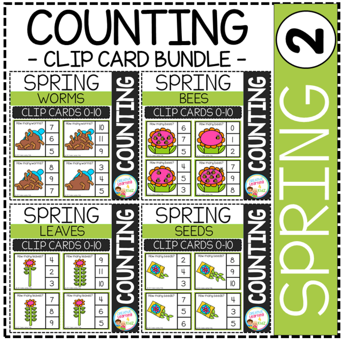 Counting Picture Clip Cards 0-10: Spring 2