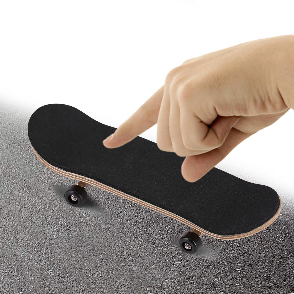 Yencoly Professional Mini Fingerboards,1Pc Maple Wooden+Alloy Fingerboard Finger Skateboards with Box Reduce Pressure Kids Gifts Finger Skateboard (Black)