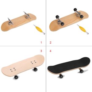 Yencoly Professional Mini Fingerboards,1Pc Maple Wooden+Alloy Fingerboard Finger Skateboards with Box Reduce Pressure Kids Gifts Finger Skateboard (Black)