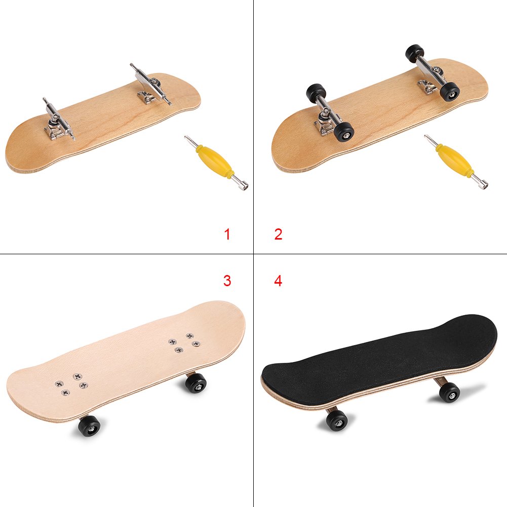 Yencoly Professional Mini Fingerboards,1Pc Maple Wooden+Alloy Fingerboard Finger Skateboards with Box Reduce Pressure Kids Gifts Finger Skateboard (Black)