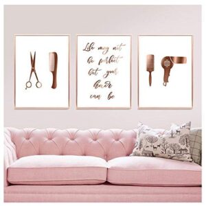 niuniu artset of 3 hair salon wall art beauty salon pictures wall decor fashion posters prints vintage vanity makeup wall painting for beauty room40x60cmx3 pcs frameless