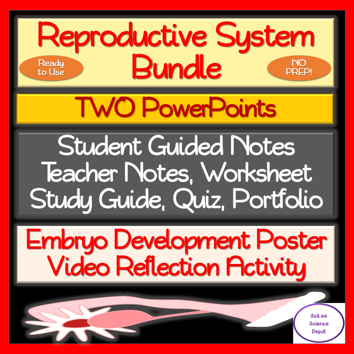 Reproductive System NO PREP Bundle: 2 PowerPoint, Notes, Activity, Assessment