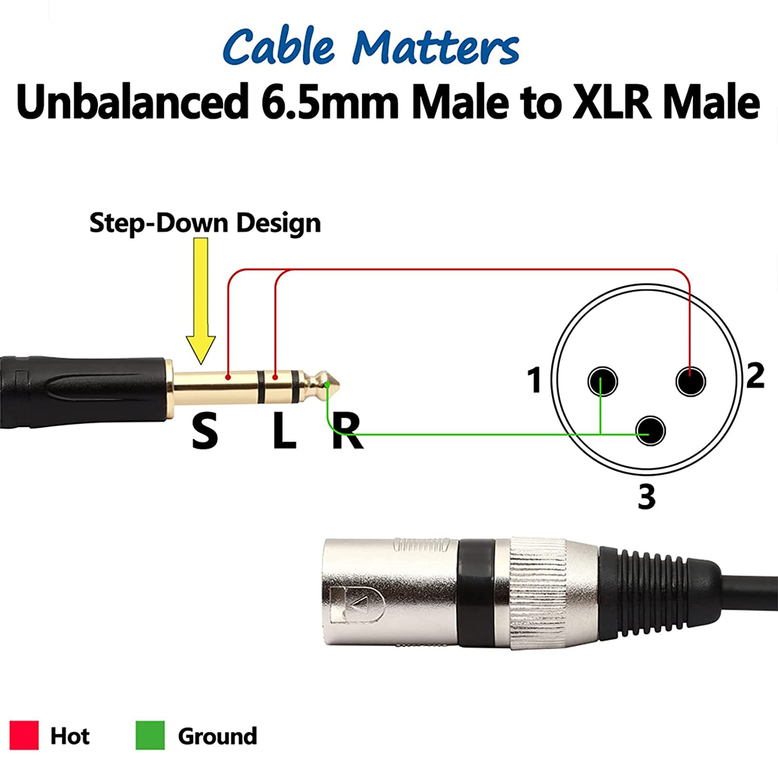 Oluote 6.35mm (1/4 Inch) to XLR Male Balanced Signal Interconnect Cable, TRS Male to XLR Cable MIC Audio Interconnect Cable for Studio Sound Consoles Jack Lead (1.5M/4.9FT)