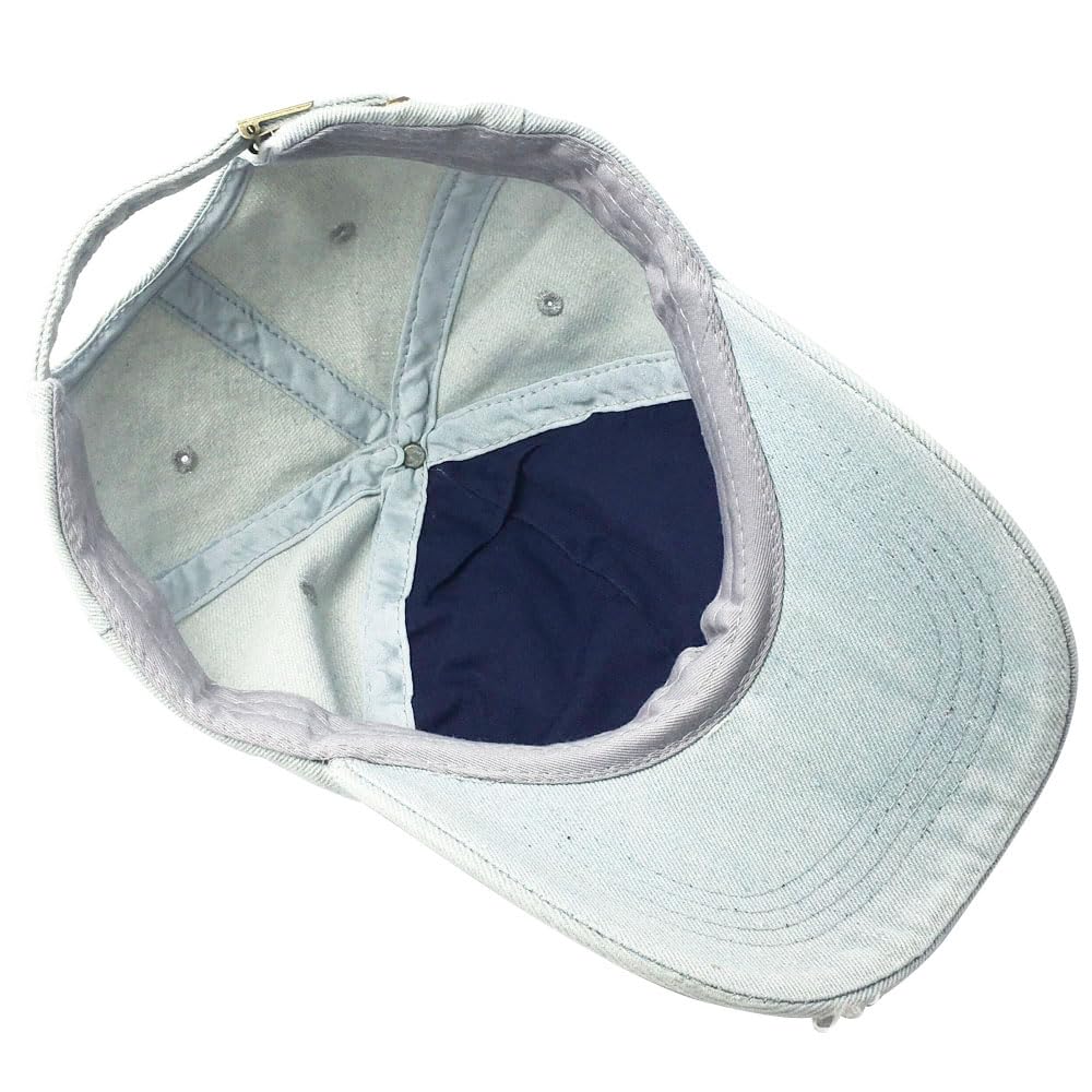 Kangqifen Unisex Ripped Distressed Denim Baseball Cap Trucker Hat Adjustable Blue