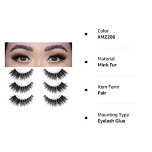 Lashes Mink Natural False Eyelashes - Bepholan Fake Eyelashes Natural Look 3-Pack Cat Eye Lashes Manga Eyelashes Fluffy,XMZ208