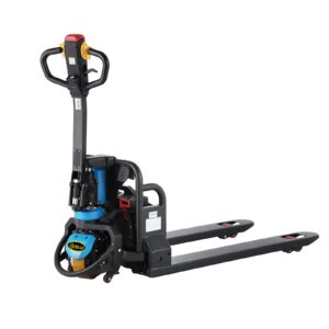 apollolift full electric power lithium battery pallet jack truck 3300lb cap. 48v blue (48" x27" fork)