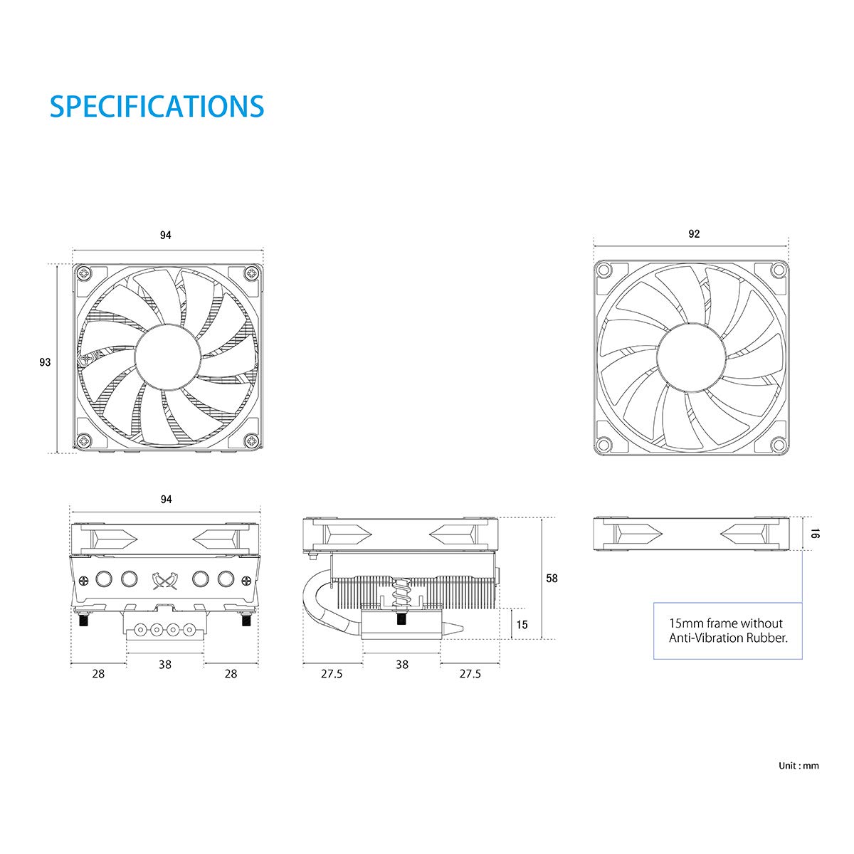 Scythe Shuriken 2 CPU Air Cooler, 92mm Low Profile (58mm Tall), Intel LGA1151, AMD AM4/Ryzen