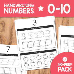 handwriting numbers 0 to 10 – basic counting & number writing practice – no prep worksheets