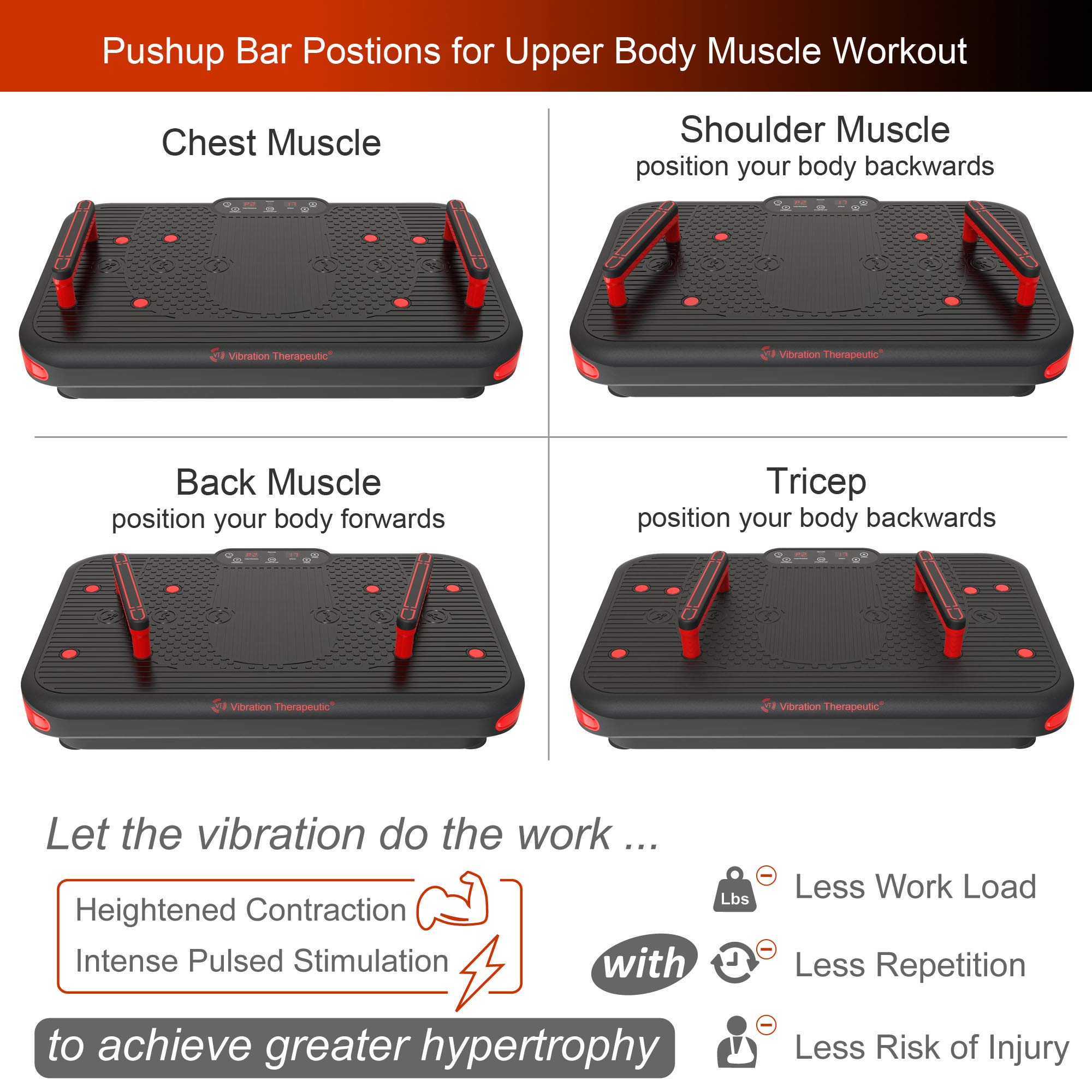 VT027 Vibration Plate Exercise Machine - Pivotal Oscillation, Low Frequency, High Amplitude | Patented Aluminum Twin-Coupler Design | Push-up Bars | High Performance Machine in a Thin Machine Body