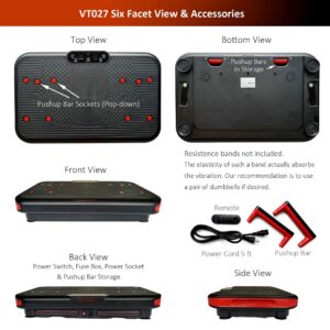 VT027 Vibration Plate Exercise Machine - Pivotal Oscillation, Low Frequency, High Amplitude | Patented Aluminum Twin-Coupler Design | Push-up Bars | High Performance Machine in a Thin Machine Body