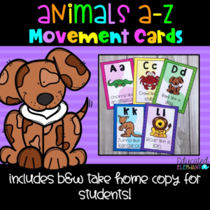 a to z animal movement cards