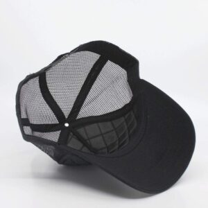 Plain Tone on Tone Cotton Mesh Adjustable Low Profile Baseball Cap Quilt Camo Heather Distressed (Quilt Black)