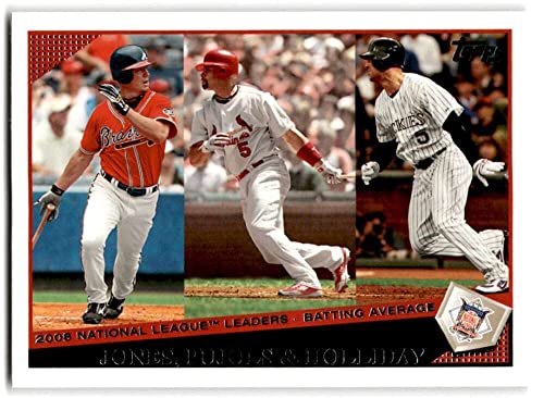 2009 Topps #4 Chipper Jones/Albert Pujols/Matt Holliday LL NM-MT Atlanta Braves/St. Louis Cardinals/Colorado Rockies Baseball