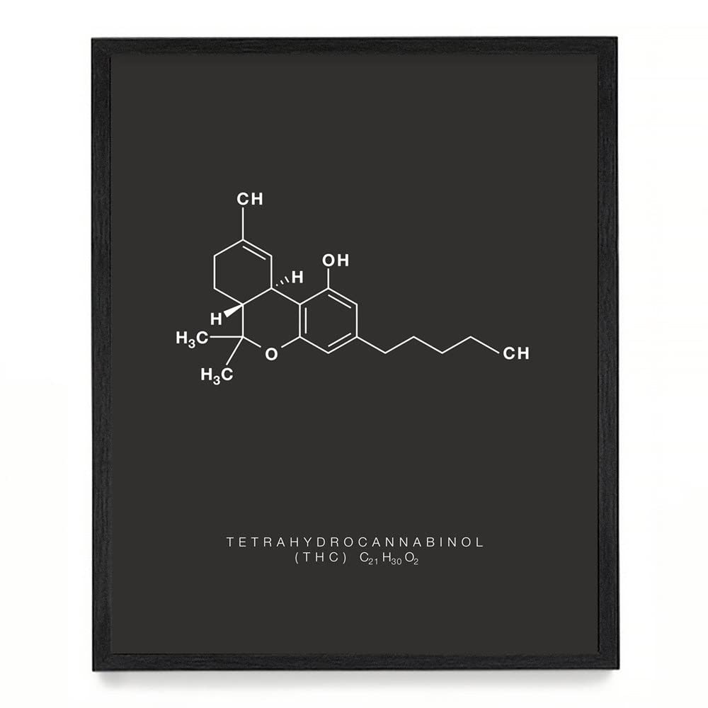 - Cannabis THC Molecule Poster Print - Marijuana Wall Art - Kitchen House Home Décor - Housewarming Gift - 8 x 10 Unframed Art Print