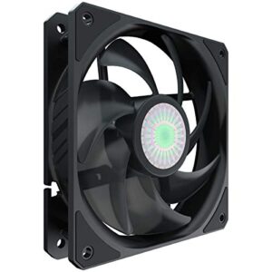 cooler master sickleflow 120 v2 all-black square frame fan, air balance curve blade, sealed bearing, 120mm pwm control for computer case & liquid radiator