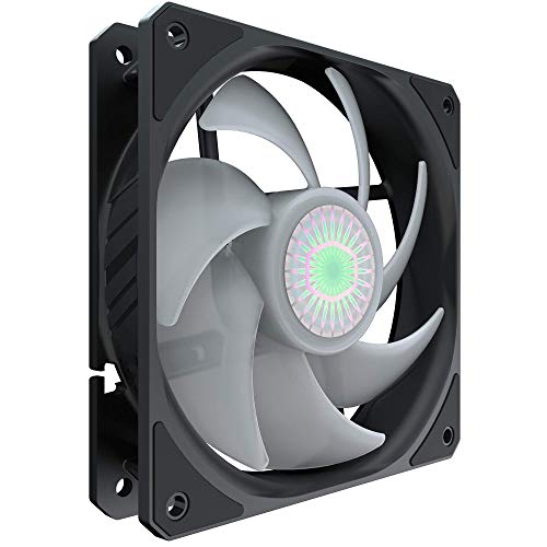 Cooler Master SickleFlow 120 V2 Blue Led Square Frame Fan, Air Balance Curve Blade, Sealed Bearing, 120mm PWM Control for Computer Case & Liquid Radiator