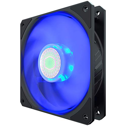 Cooler Master SickleFlow 120 V2 Blue Led Square Frame Fan, Air Balance Curve Blade, Sealed Bearing, 120mm PWM Control for Computer Case & Liquid Radiator