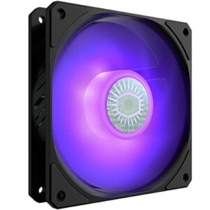 cooler master sickleflow 120 v2 rgb square frame fan, rgb 4-pin customizable leds, air balance curve blade, sealed bearing, 120mm pwm control for computer case & liquid radiator