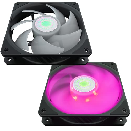 Cooler Master SickleFlow 120 V2 RGB Square Frame Fan, RGB 4-Pin Customizable LEDs, Air Balance Curve Blade, Sealed Bearing, 120mm PWM Control for Computer Case & Liquid Radiator