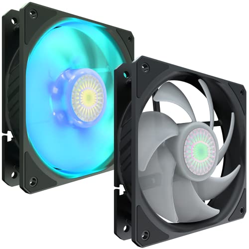 Cooler Master SickleFlow 120 V2 RGB Square Frame Fan, RGB 4-Pin Customizable LEDs, Air Balance Curve Blade, Sealed Bearing, 120mm PWM Control for Computer Case & Liquid Radiator