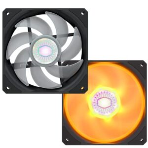 Cooler Master SickleFlow 120 V2 RGB Square Frame Fan, RGB 4-Pin Customizable LEDs, Air Balance Curve Blade, Sealed Bearing, 120mm PWM Control for Computer Case & Liquid Radiator