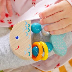 HABA Rattlefish Wooden Clutching Toy with Plastic Rings (Made in Germany)…