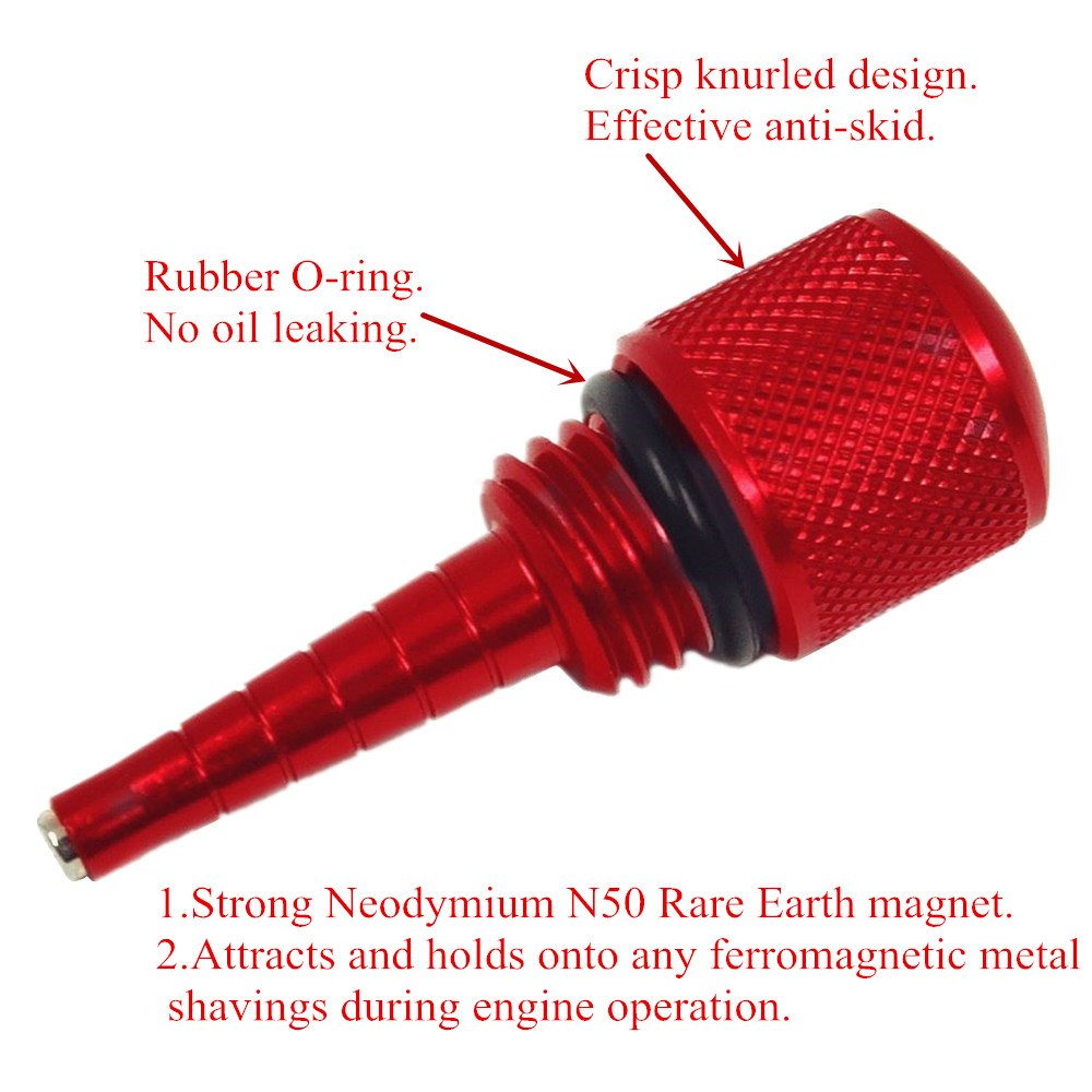 imUfer No Oil Leakage Aluminum Mess Free Oil Change Red Funnel and Red Generator Magnetic Tip Dipstick Oil Dip Stick Replacement for Inverter Generator EU2000 with Crisp Knurling Design