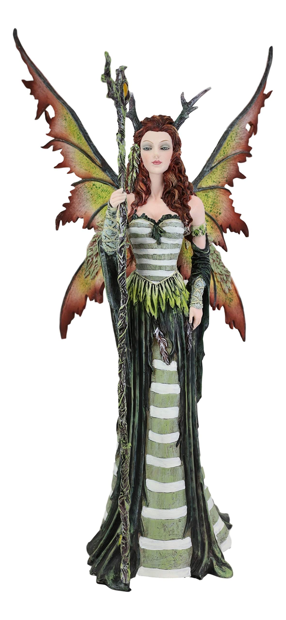 Ebros Whimsical Forest Tree Ent Greenwoman Dryad Fairy with Merlin's Staff and Crown of Branches Statue 19" Tall by Amy Brown Garden FAE Pixies Fairies Whimsical Fantasy Figurine Decor