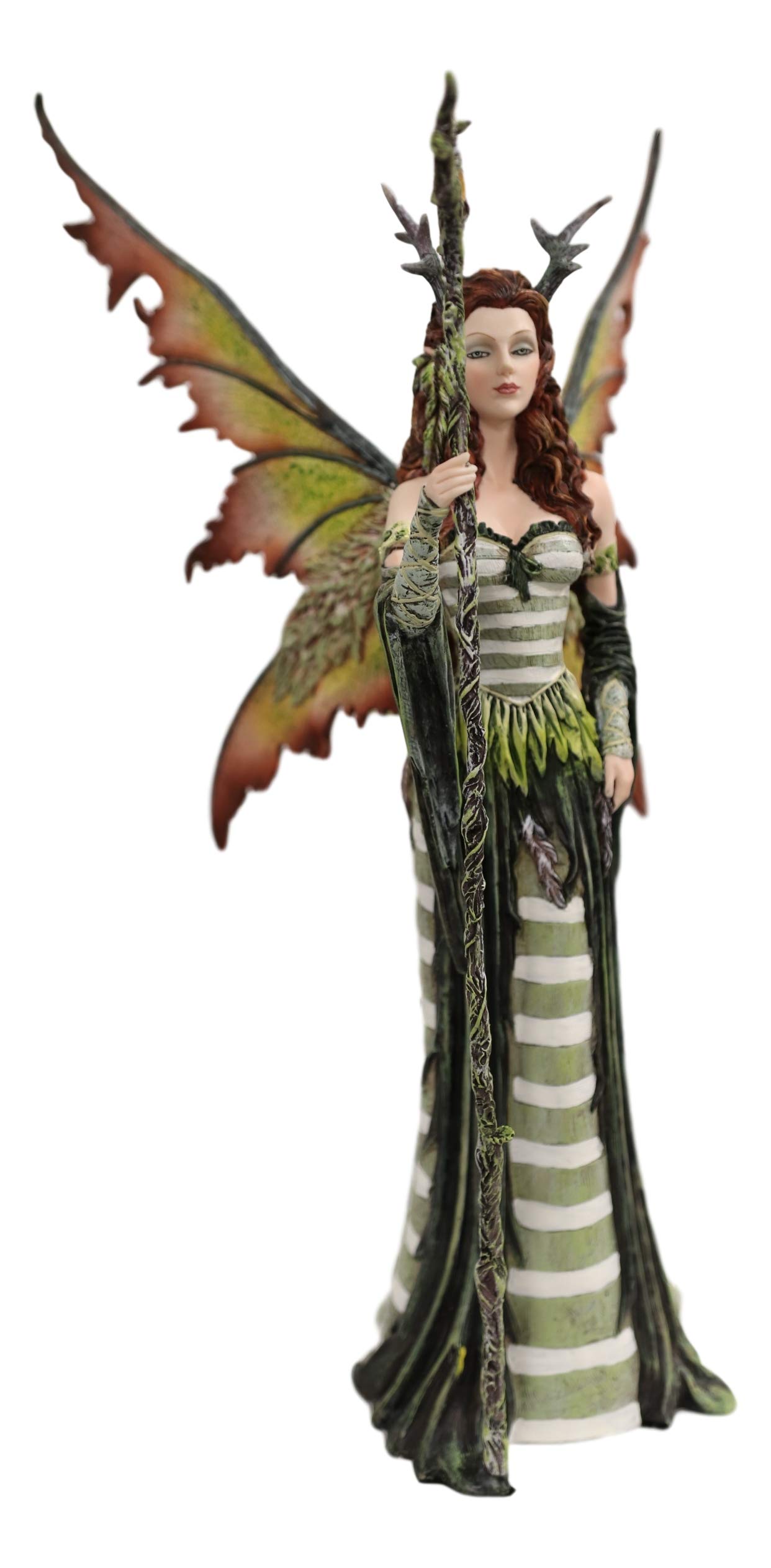 Ebros Whimsical Forest Tree Ent Greenwoman Dryad Fairy with Merlin's Staff and Crown of Branches Statue 19" Tall by Amy Brown Garden FAE Pixies Fairies Whimsical Fantasy Figurine Decor