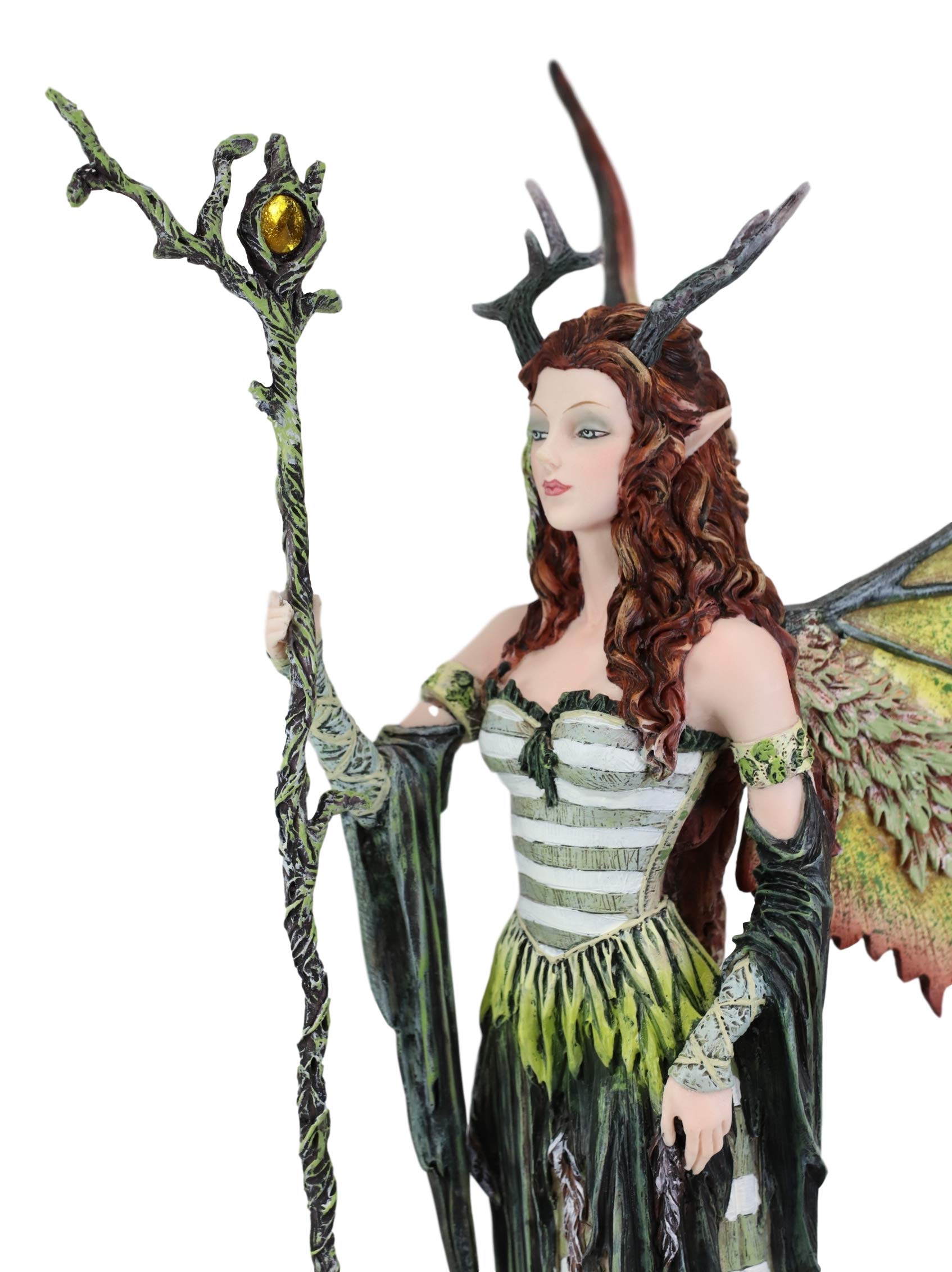 Ebros Whimsical Forest Tree Ent Greenwoman Dryad Fairy with Merlin's Staff and Crown of Branches Statue 19" Tall by Amy Brown Garden FAE Pixies Fairies Whimsical Fantasy Figurine Decor