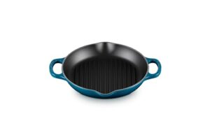 le creuset enameled cast iron signature deep round grill, 9.75", deep teal