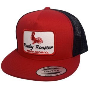 whiskey bent hat co. rowdy rooster adjustable hat (red/black)