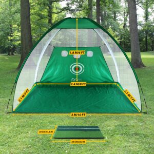 S.Y. Golf Net Golf Practice Net with Target Chipping Holes Hitting Golf Nets for Backyard Driving 6PCS Golf Balls Golf Mat Swing Training Indoor or Outdoor Adult Green