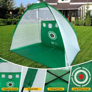 S.Y. Golf Net Golf Practice Net with Target Chipping Holes Hitting Golf Nets for Backyard Driving 6PCS Golf Balls Golf Mat Swing Training Indoor or Outdoor Adult Green