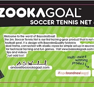 Bazookagoal Portable Soccer Tennis Net 9.8x3.3ft Complete Set – Adjustable and Foldable Training Tennis Net for Kids and Adults