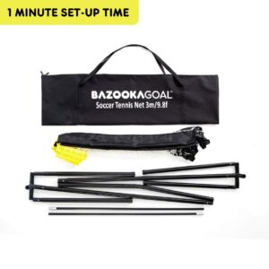 Bazookagoal Portable Soccer Tennis Net 9.8x3.3ft Complete Set – Adjustable and Foldable Training Tennis Net for Kids and Adults