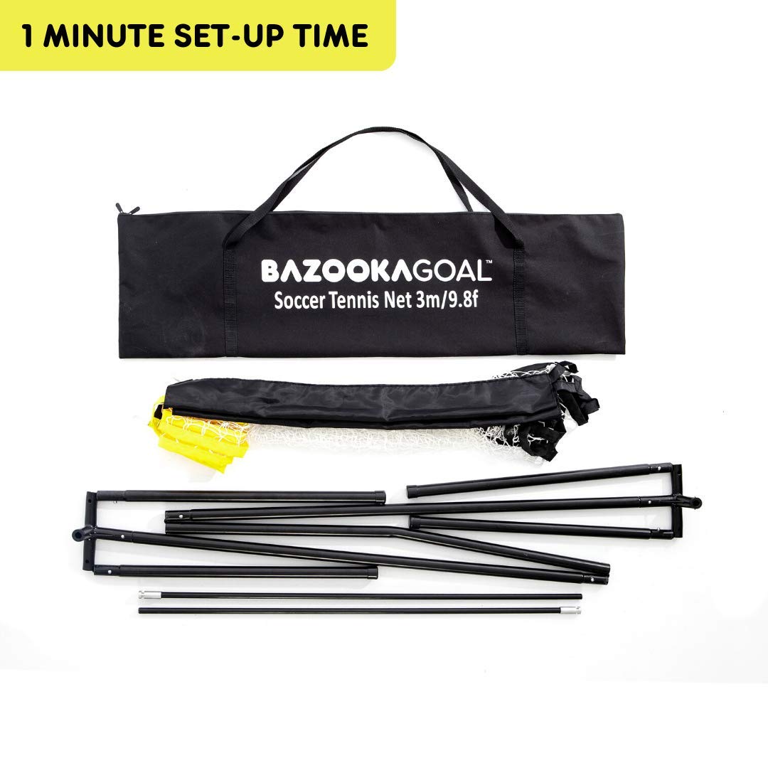 Bazookagoal Portable Soccer Tennis Net 9.8x3.3ft Complete Set – Adjustable and Foldable Training Tennis Net for Kids and Adults