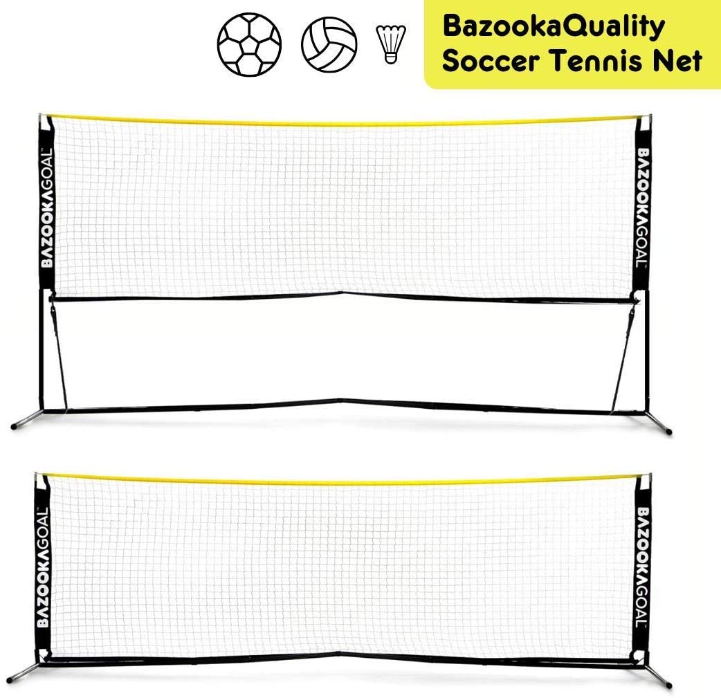 Bazookagoal Portable Soccer Tennis Net 9.8x3.3ft Complete Set – Adjustable and Foldable Training Tennis Net for Kids and Adults