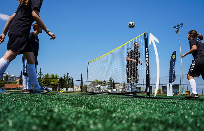 Bazookagoal Portable Soccer Tennis Net 9.8x3.3ft Complete Set – Adjustable and Foldable Training Tennis Net for Kids and Adults