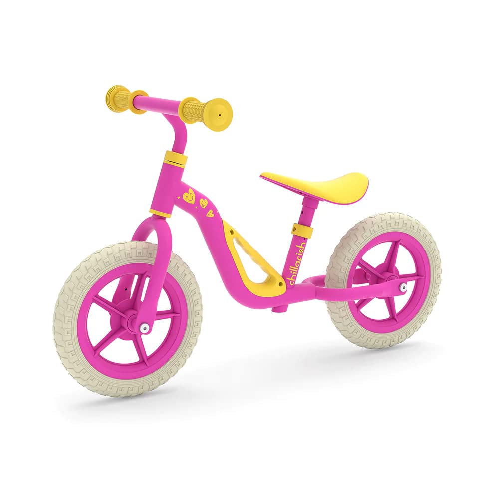 Chillafish Charlie Lightweight Toddler Balance Bike, Balance Trainer for Children 18-48 Months, Learn to Ride with 10-Inch No-Puncture Tires, Adjustable Seat and Carry Handle, Pink