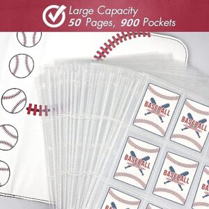 900 Pockets Baseball Card Sleeves Binder for Trading Card, Baseball Card Sleeves Card Holder Album Protectors Set Fit for Football Card, Baseball Card, Sport Card