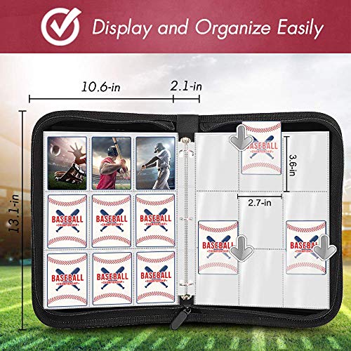 900 Pockets Baseball Card Sleeves Binder for Trading Card, Baseball Card Sleeves Card Holder Album Protectors Set Fit for Football Card, Baseball Card, Sport Card