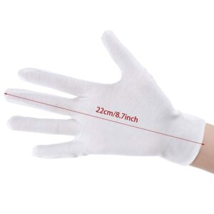 60 Pieces Glove Soft Stretchy Working Glove Costume Reusable Large Mitten for Inspection Photo Jewelry Silver Coin Archive Serving Costume, Cotton Gloves for Women Men Eczema Moisturizing Spa (White)