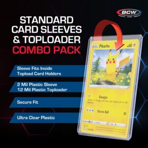 BCW 100 Top Loaders + Penny Sleeves | 100 Each: Trading Card Sleeves & Toploaders for Cards | for Your TCG, Pokemon, MTG Cards, Ultra Clear Baseball Card Protectors. for Pro Collectors and Hobbyists