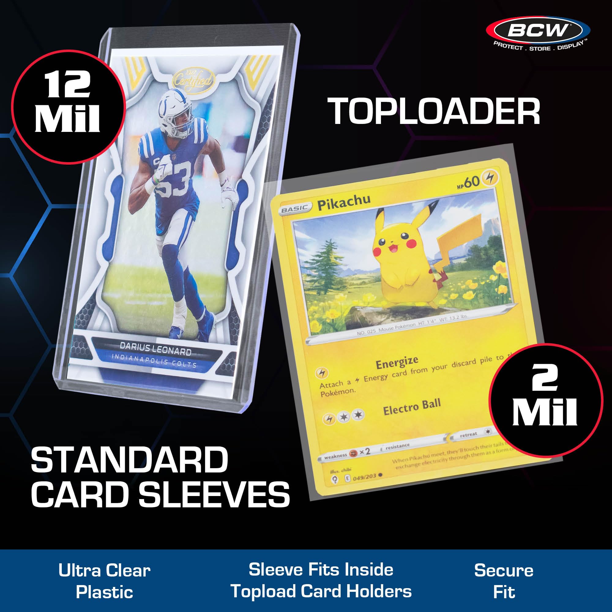 BCW 100 Top Loaders + Penny Sleeves | 100 Each: Trading Card Sleeves & Toploaders for Cards | for Your TCG, Pokemon, MTG Cards, Ultra Clear Baseball Card Protectors. for Pro Collectors and Hobbyists