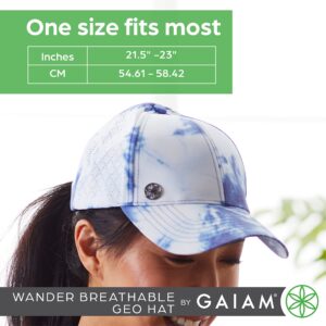 Gaiam Wander Breathable Geo Hat - Cute Women's Baseball for Summer, Lightweight, Adjustable Strap, Moisture-Absorbing Sweatband Running & Hiking, 6-Panel Sporty White Ball Cap Women,