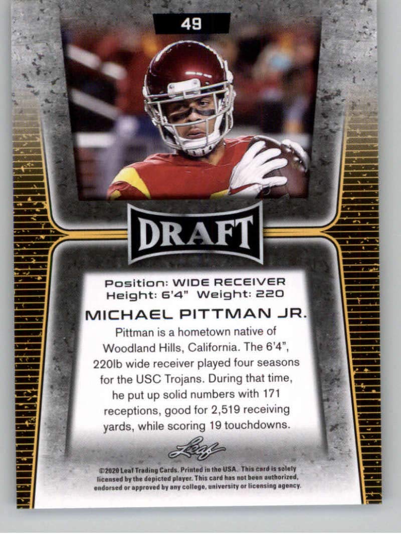 2020 Leaf Draft #49 Michael Pittman Jr. RC - USC Trojans Indianapolis Colts (RC - Rookie Card) NM-MT NFL Trading Football Card