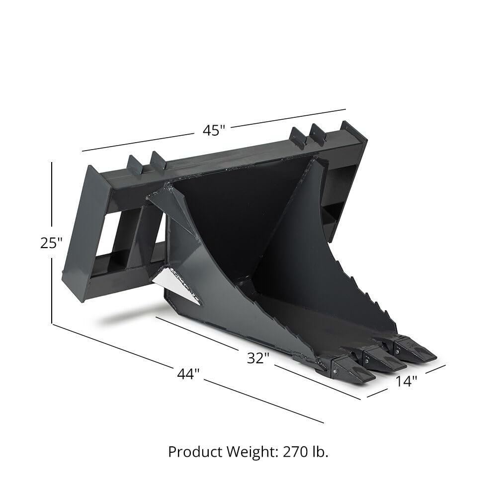 Titan Attachments USA Made Grey Extreme HD Stump Bucket Tree Spade Scoop Digger, Skid Steer Quick Tach Mounting Style